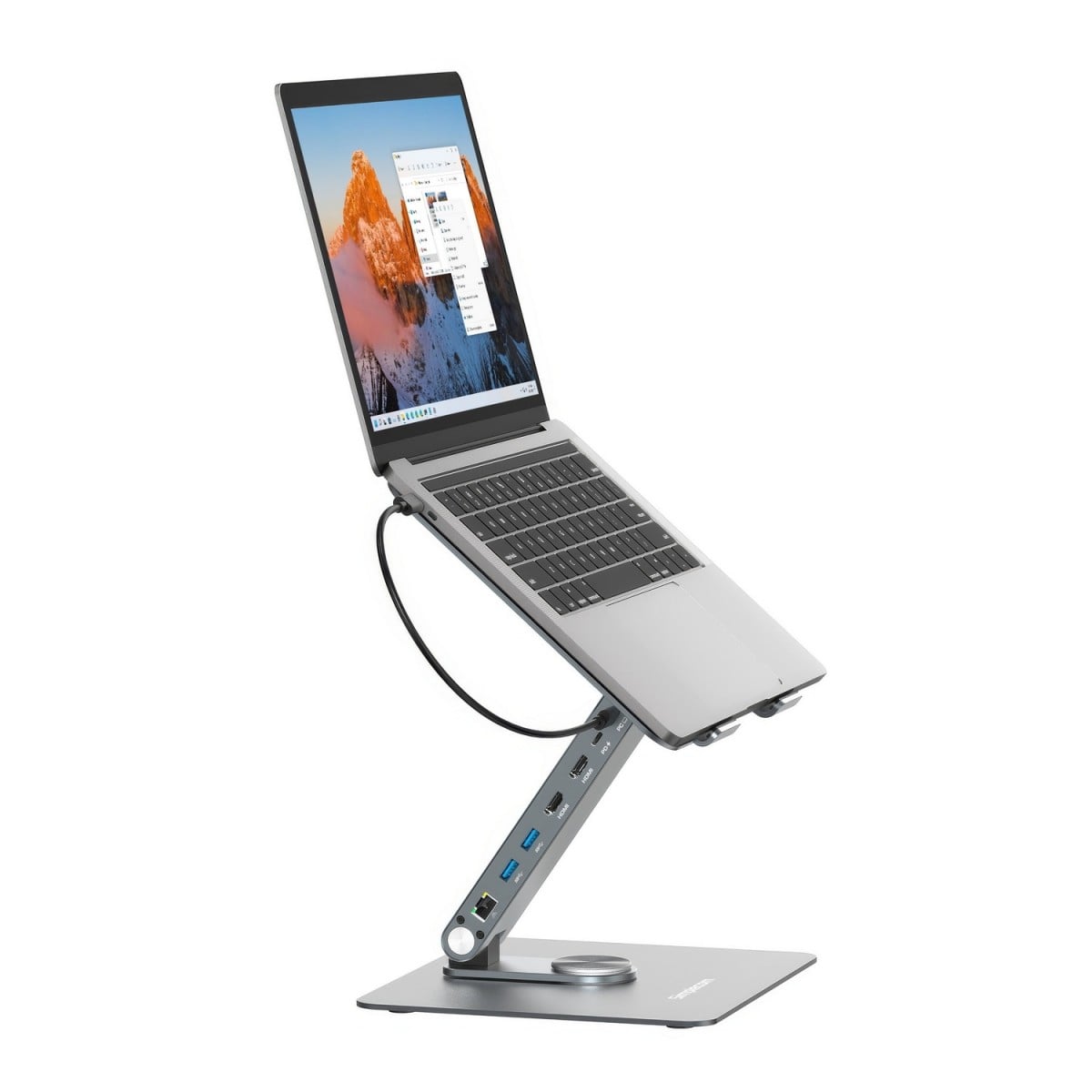 Adjustable Aluminium Laptop Stand with 6-Port USB-C Docking Station ...