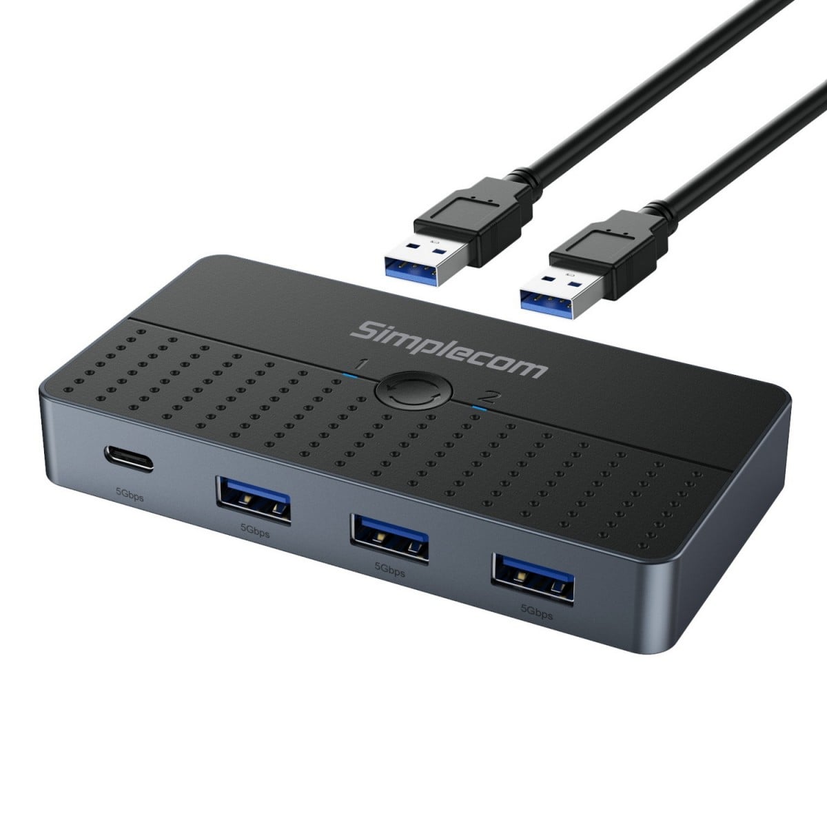 2-Way SuperSpeed USB Switch 4-Port Hub with USB-C USB 3.0 5Gbps KM320 ...