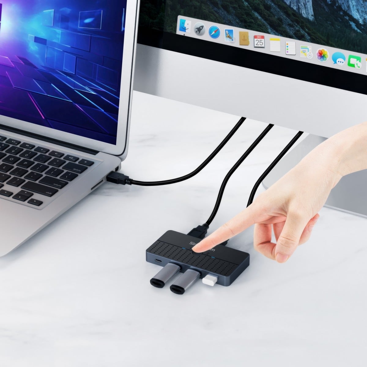 2-Way SuperSpeed USB Switch 4-Port Hub with USB-C USB 3.0 5Gbps KM320 ...