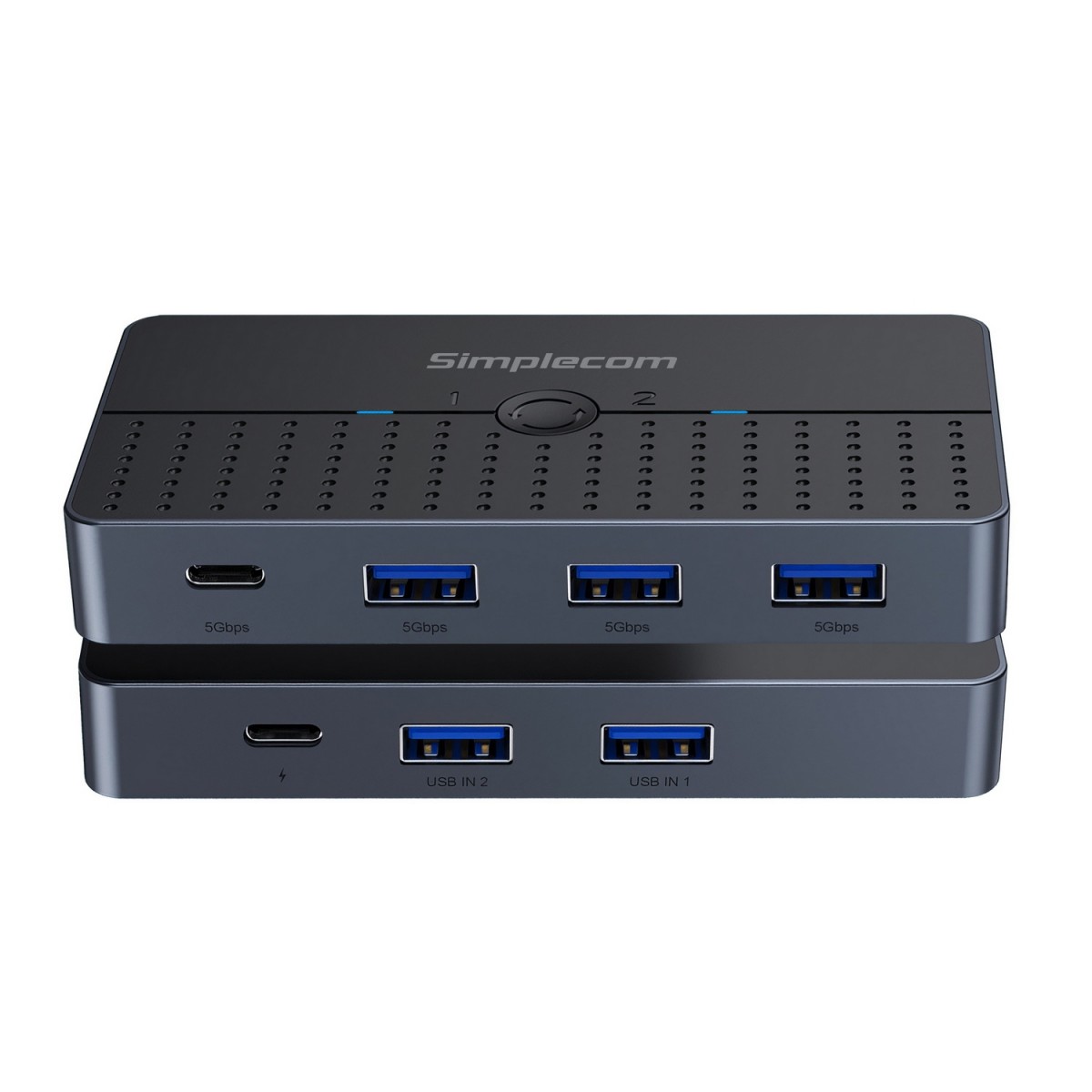 2-Way SuperSpeed USB Switch 4-Port Hub with USB-C USB 3.0 5Gbps KM320 ...