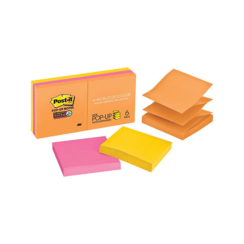 Post-It R330-6SSUC Super Sticky Pop-Up Notes 76 x 76mm 90 Sheets 6 Pack ...