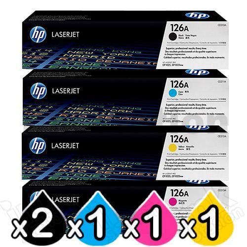 HP 5 Pack CE310A-CE313A (126A) Genuine Toner Cartridges [2BK,1C,1M,1Y ...