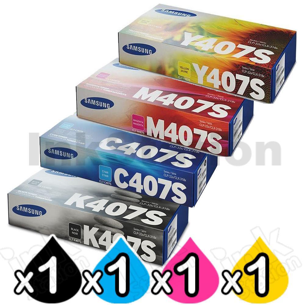 Samsung 4-Pack Compatible CLP-320N, CLP-325, CLX-3180, CLX-3185 Toner Set(CLT-P407C) [1BK,1C,1M ...