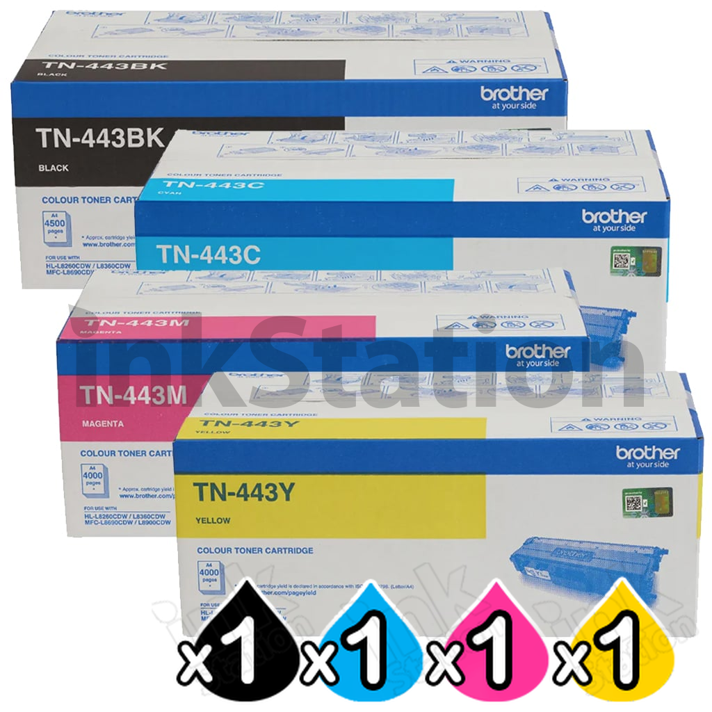 Brother 4-Pack Genuine TN-443 Toner Combo [1BK,1C,1M,1Y] - Toner ...