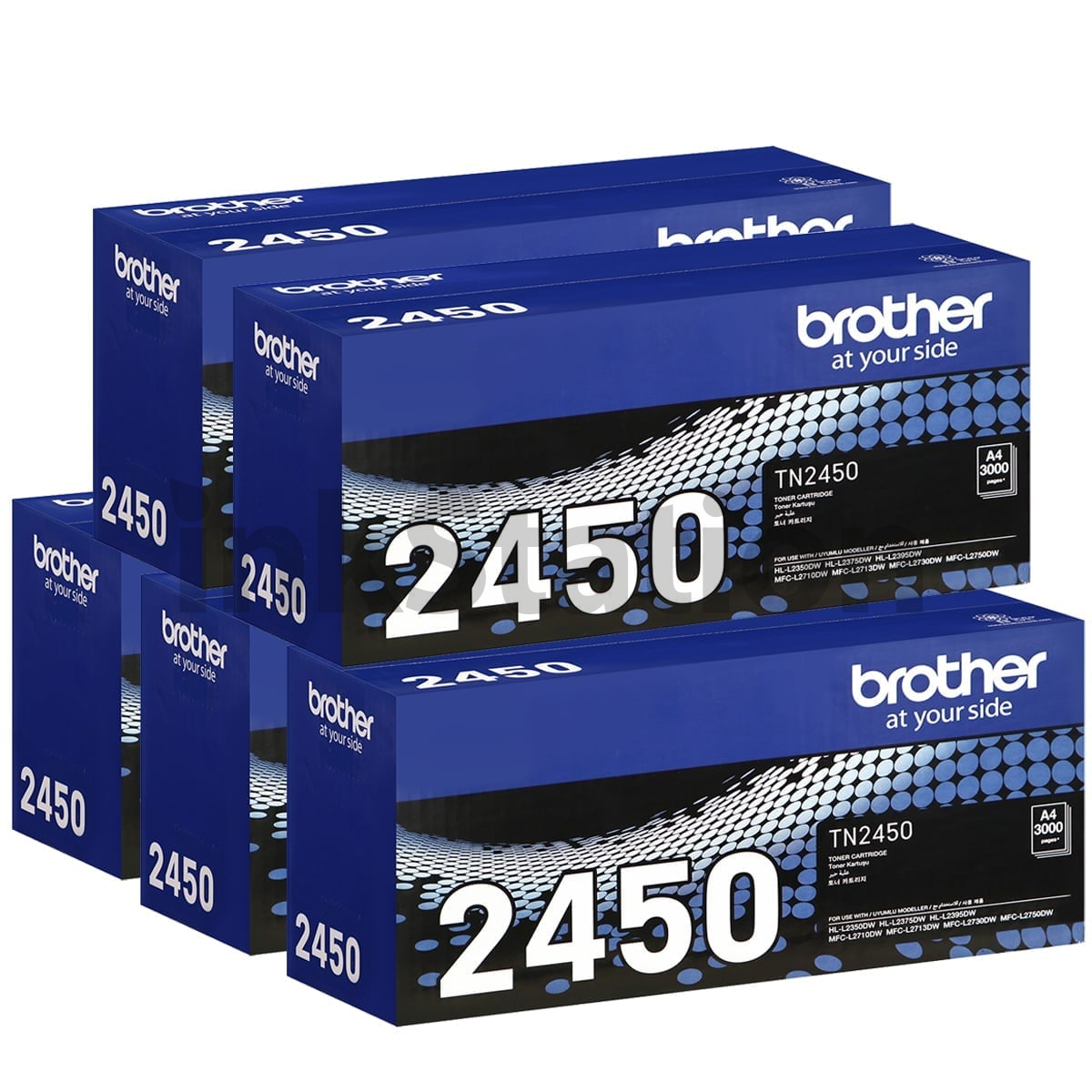 Brother 5 x Genuine TN-2450 High Yield Toner Cartridge - 3,000 pages ...