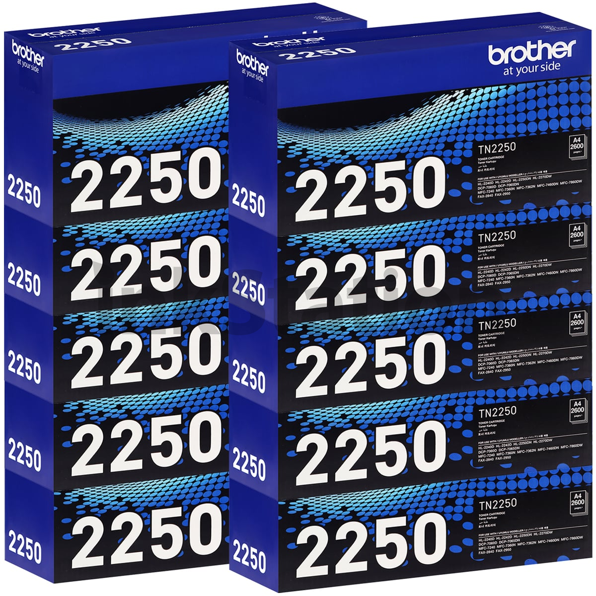Brother 10 x Genuine TN-2250 Toner Cartridge - 2,600 pages - Toner ...