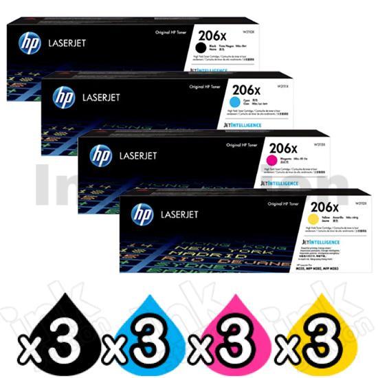 HP 3 Sets of 4 Pack 206X W2110X-W2113X Genuine High Yield Toner ...