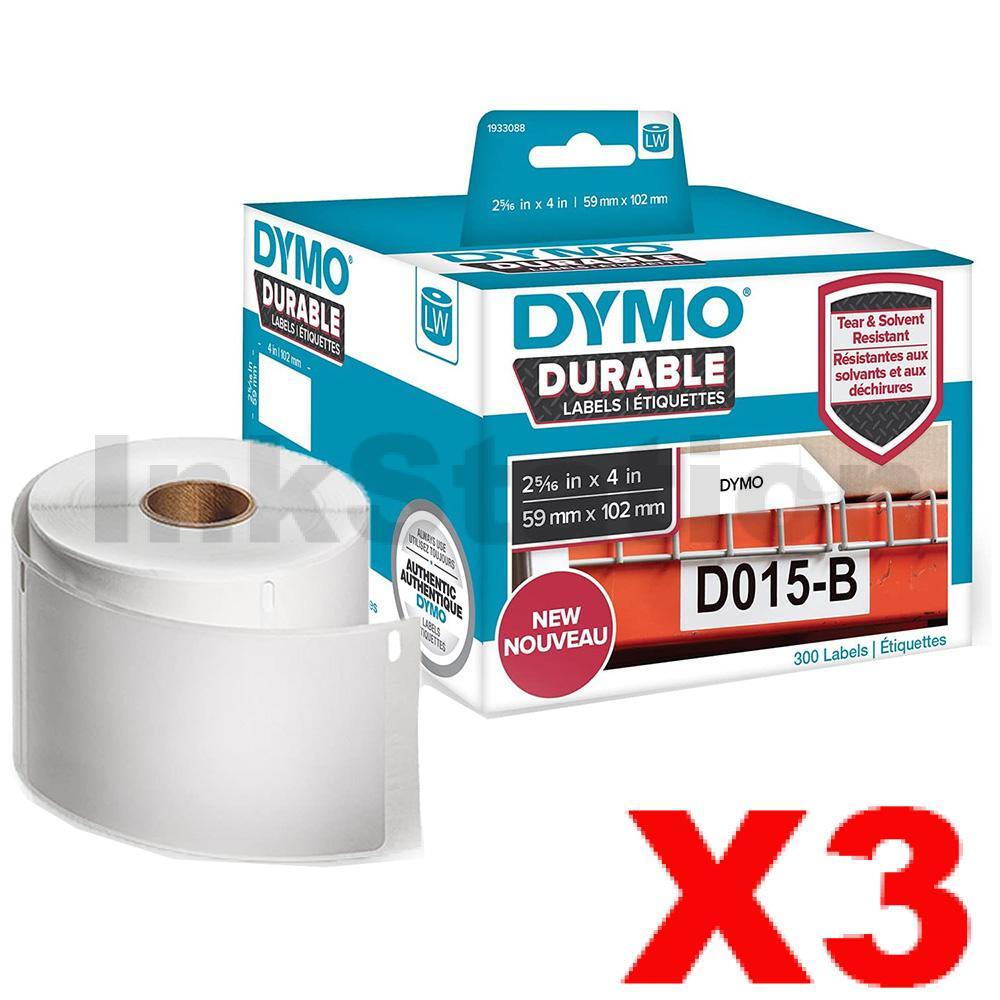 Dymo 3 x 1933088 Genuine Durable Industrial White Label Roll 59mm x ...