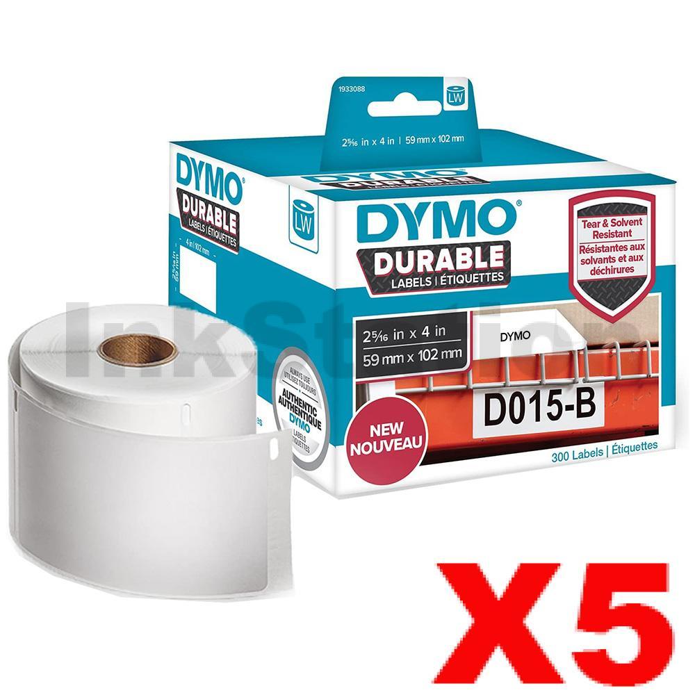 Dymo 5 x 1933088 Genuine Durable Industrial White Label Roll 59mm x ...