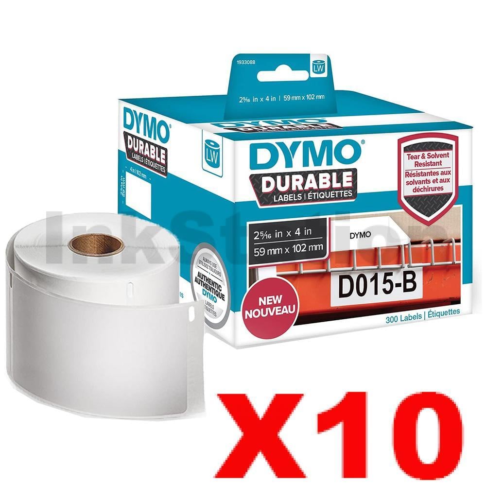 Dymo 10 x 1933088 Genuine Durable Industrial White Label Roll 59mm x ...