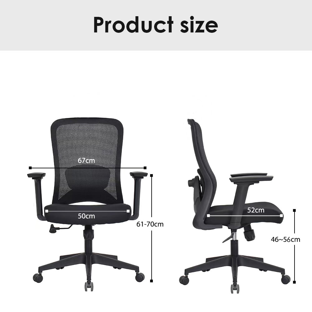 Mesh Back Ergonomic Office Chair with 2D Lumbar Support & 3D Armrests ...