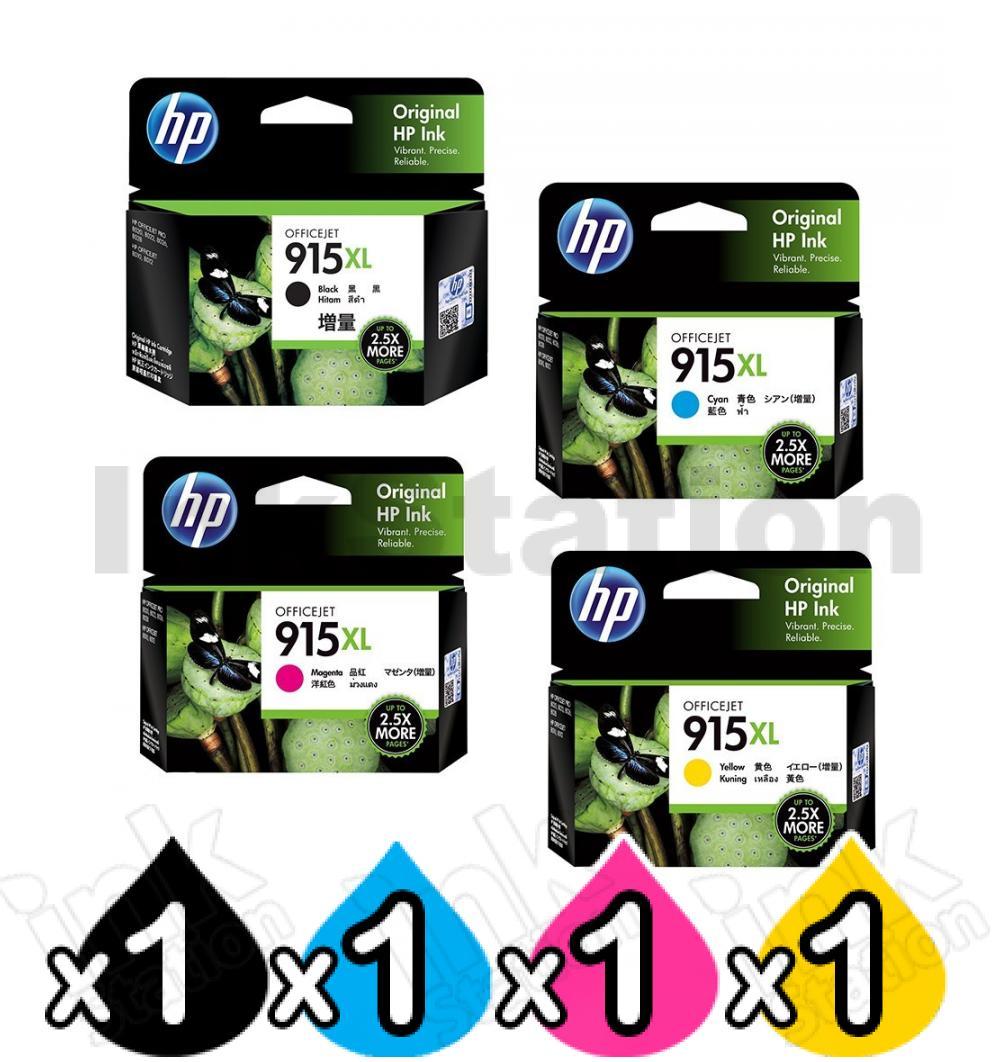 HP 4 Pack 915XL Genuine High Yield Inkjet Cartridge 3YM22AA-3YM19AA ...