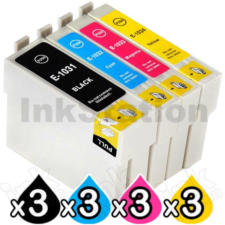 Epson 12-Pack 103 T1031-T1034 Compatible High Yield Ink Cartridges [3BK ...