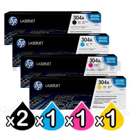 HP 5 Pack CC530A-CC533A (304A) Genuine Toner Cartridges [2BK,1C,1M,1Y ...