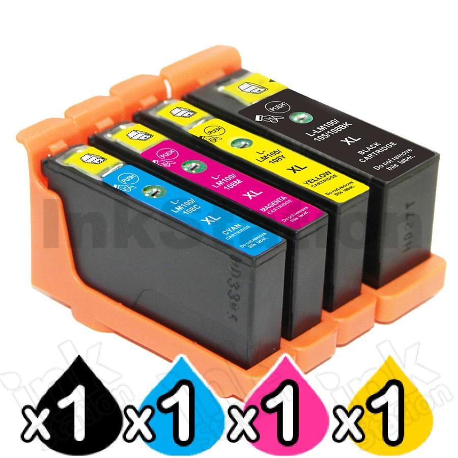 Lexmark 4 Pack No.100XL Compatible Ink Cartridges [1BK,1C,1M,1Y] - Ink ...
