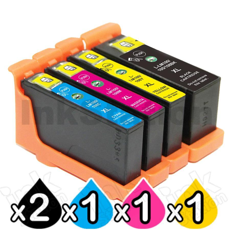 Lexmark 5 Pack No.100XL Compatible Ink Cartridges [2BK,1C,1M,1Y] - Ink ...