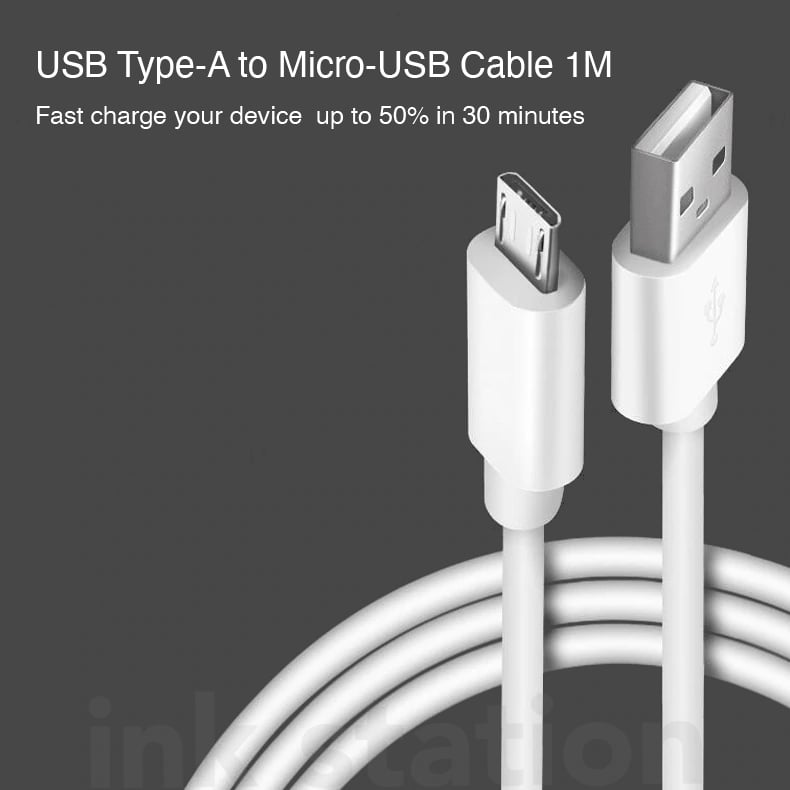 USB Type-A To MICRO-USB Fast Charging Cable (1m) - InkStation