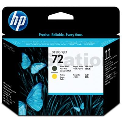 HP 72 Genuine Matte Black and Yellow Printhead C9384A - Ink Cartridges ...