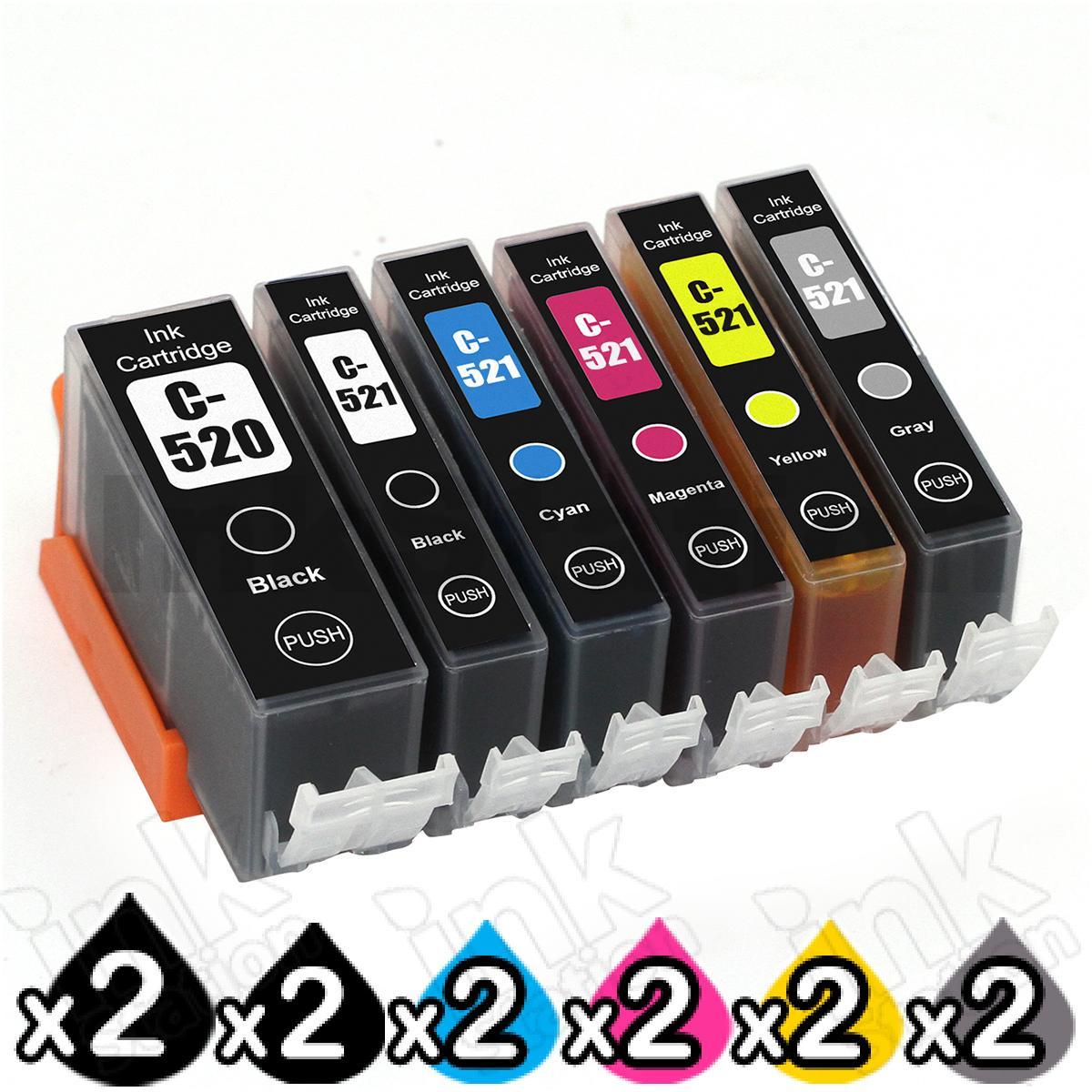 Canon 12-Pack PGI-520, CLI-521 Compatible Inkjet (with Chip) [2BK,2PBK ...