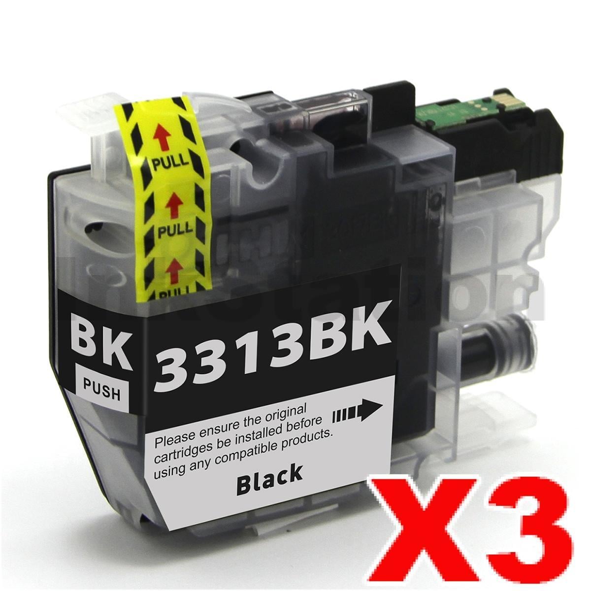 Brother 3 x Compatible LC-3313BK Black Ink Cartridge - 400 pages (High ...
