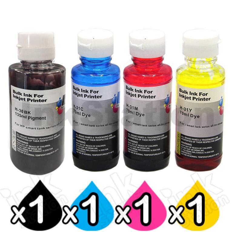 HP 4 Pack 30 + 31 Compatible Ink Bottle 1VU29AA-1VU26AA [1BK,1C,1M,1Y ...