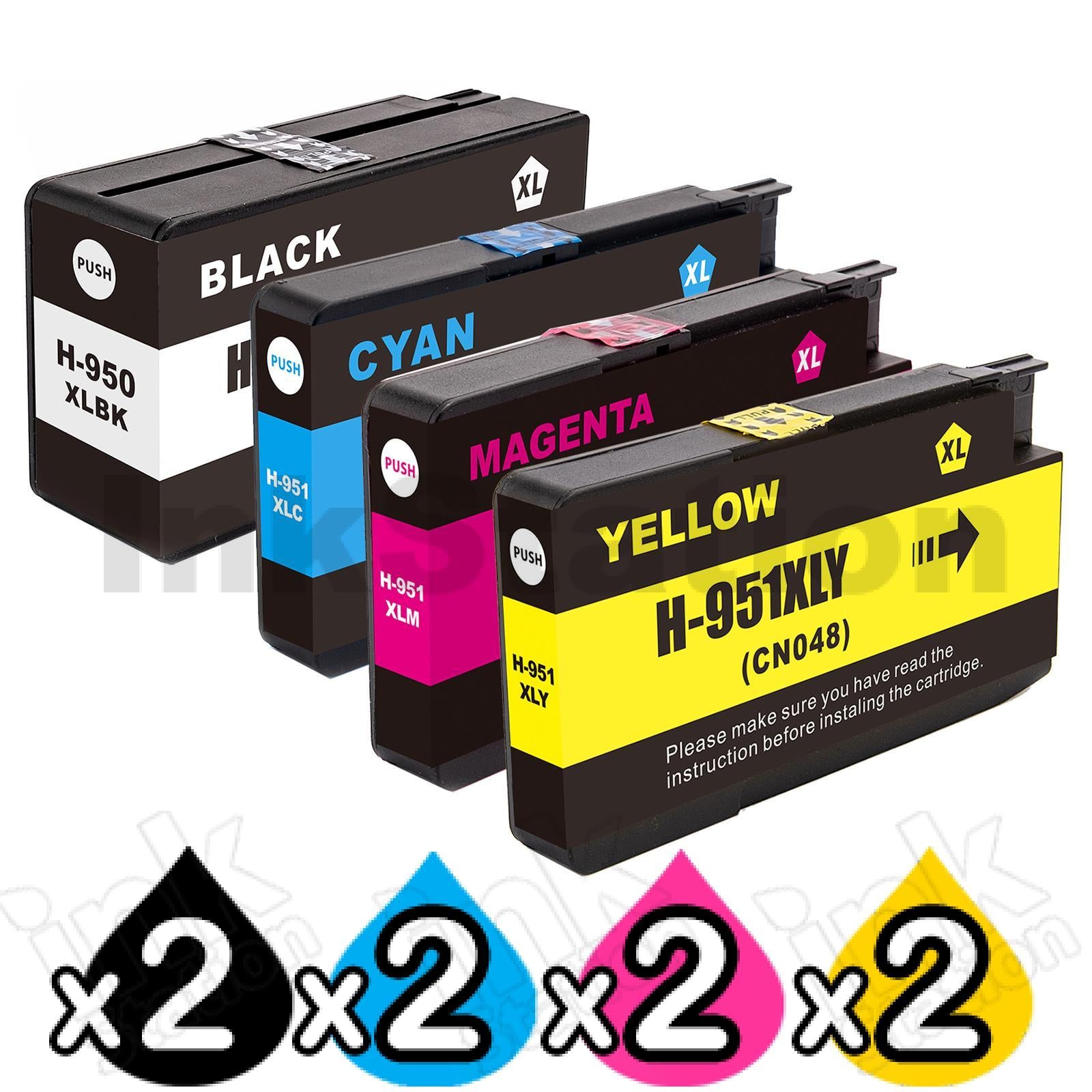 HP 2 sets 4 Pack 950XL + 951XL Compatible Inkjet Cartridges CN045AA ...