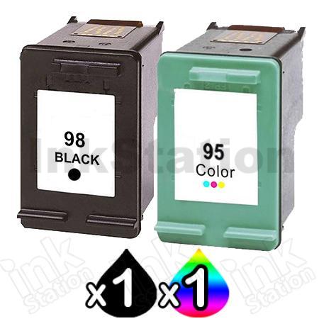 HP 2 Pack 98 + 95 Compatible Inkjet Cartridges C9364WA + C8766WA [1BK ...
