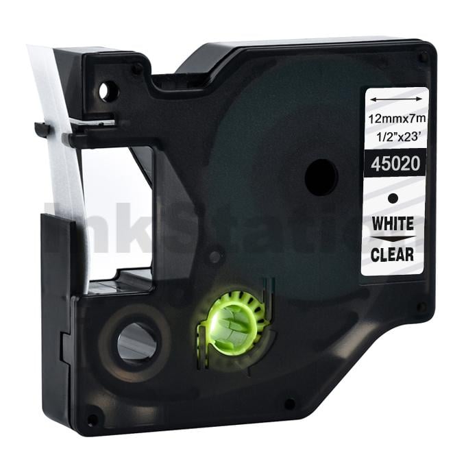 Dymo SD45020 / S0720600 Compatible 12mm White Text on Clear Label ...
