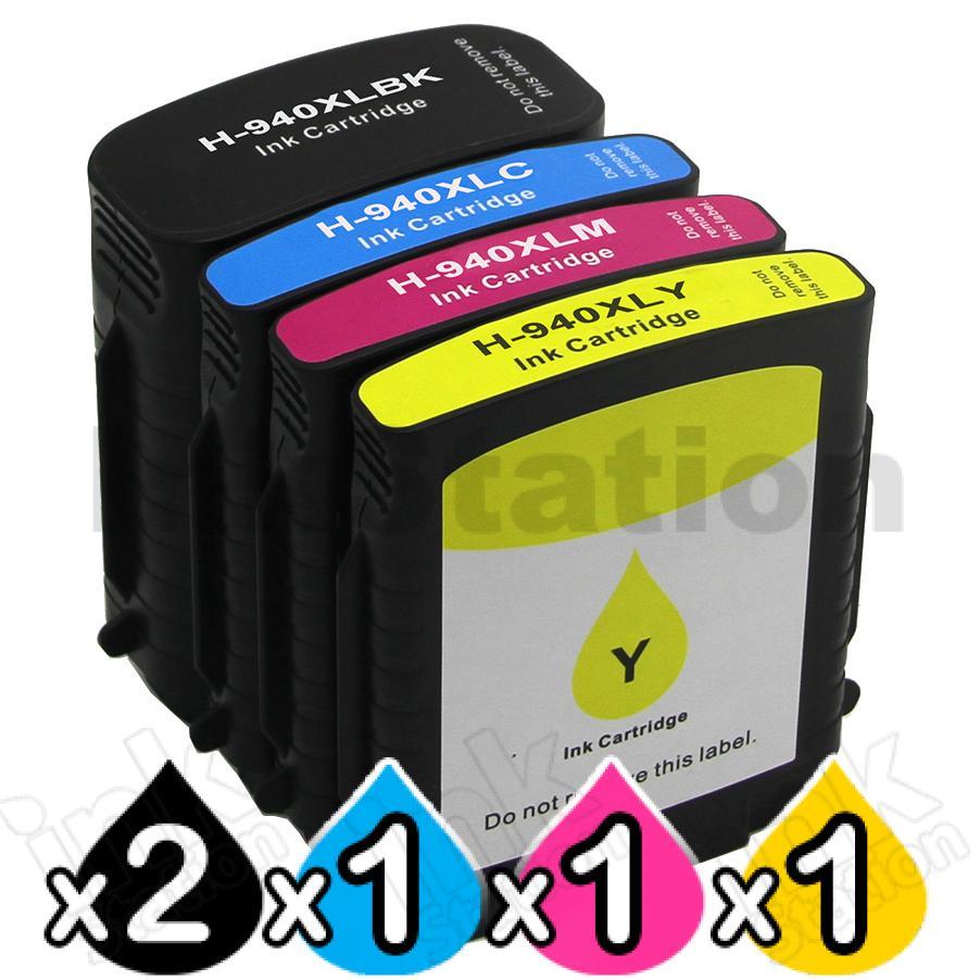 HP 5 Pack 940XL Compatible Inkjet Cartridges C4906AA - C4909AA [2BK,1C ...