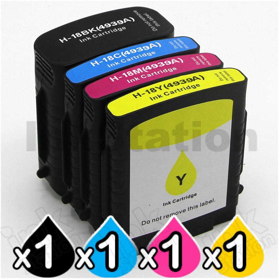 HP 4 Pack 18 Compatible Inkjet Cartridges C4936A-C4939A [1BK,1C,1M,1Y ...