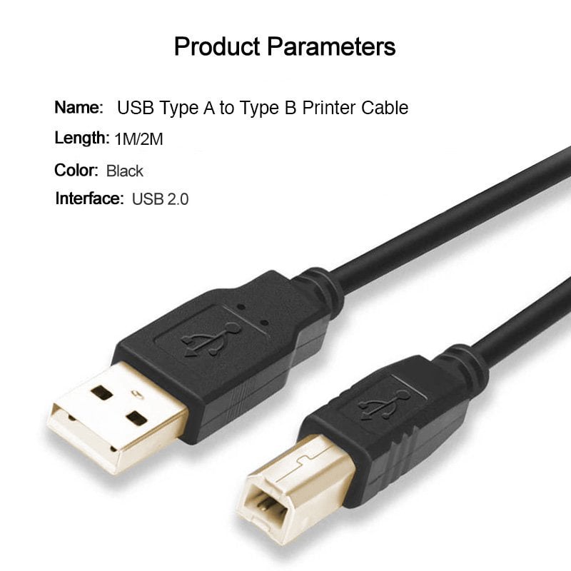 Universal USB 2.0 Type A Male To B Male Printer Cable (1M/2M/3M ...