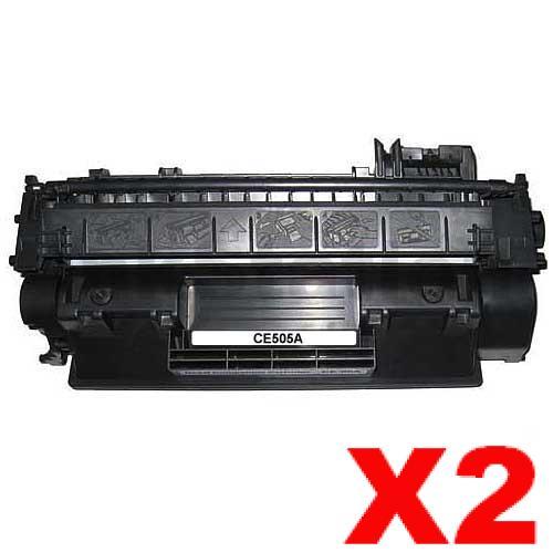 HP 2 x CE505A (05A) Compatible Black Toner Cartridge - 2,300 Pages ...