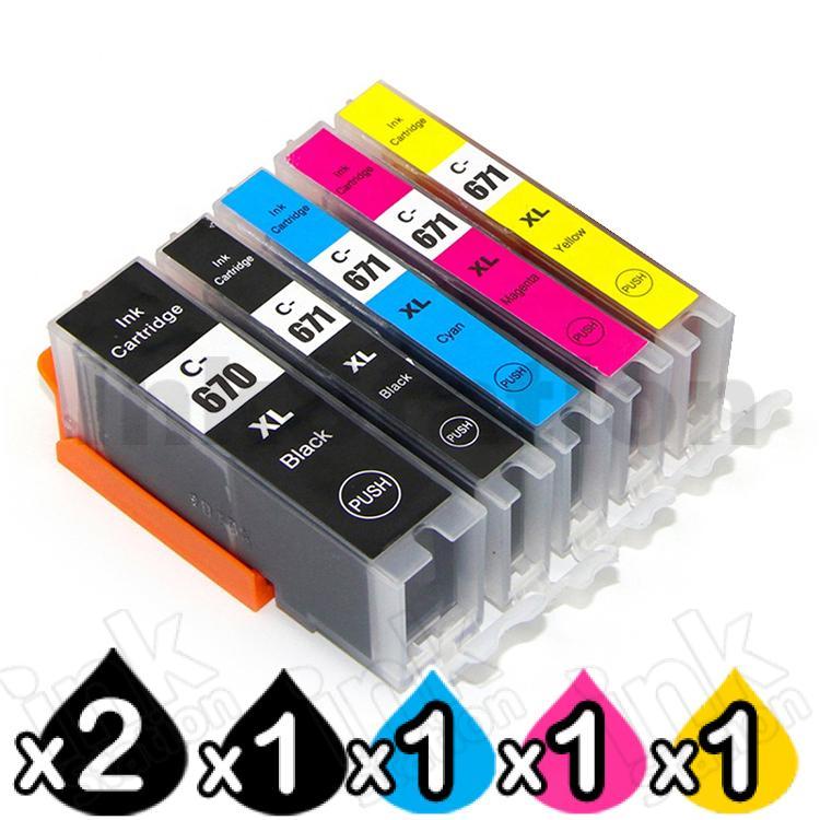 Canon 6 Pack Compatible PGI-670XL, CLI-671XL Inkjet Combo [2BK,1PBK,1C ...