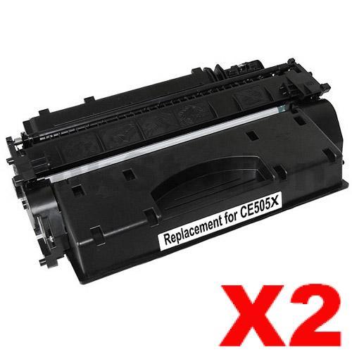 HP 2 x CE505X (05X) Compatible Black High Yield Toner Cartridge - 6,500 ...