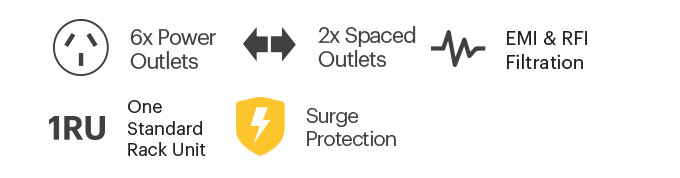 Jackson 1RU 6 Outlet 19 inch Rack Mounted Surge Protected Powerboard ...