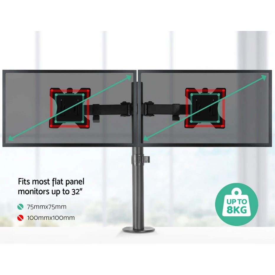 Dual Screen Monitor Desk Mount Bracket up to 32 Inch LED LCD Monitors ...