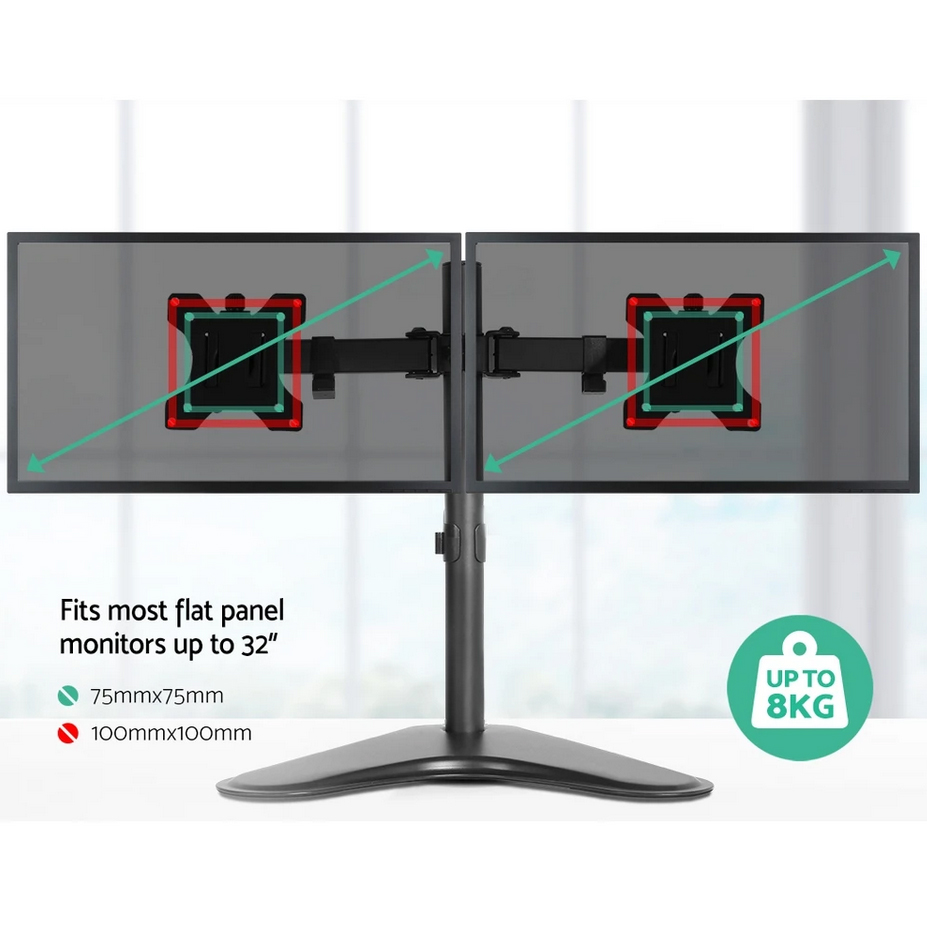 Dual Screen Monitor Holder Freestanding Desk Stand for HD LED Screens ...