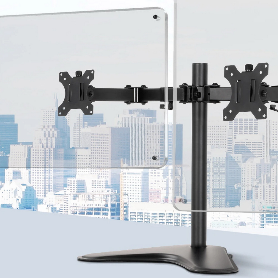 Dual Screen Monitor Holder Freestanding Desk Stand for HD LED Screens ...