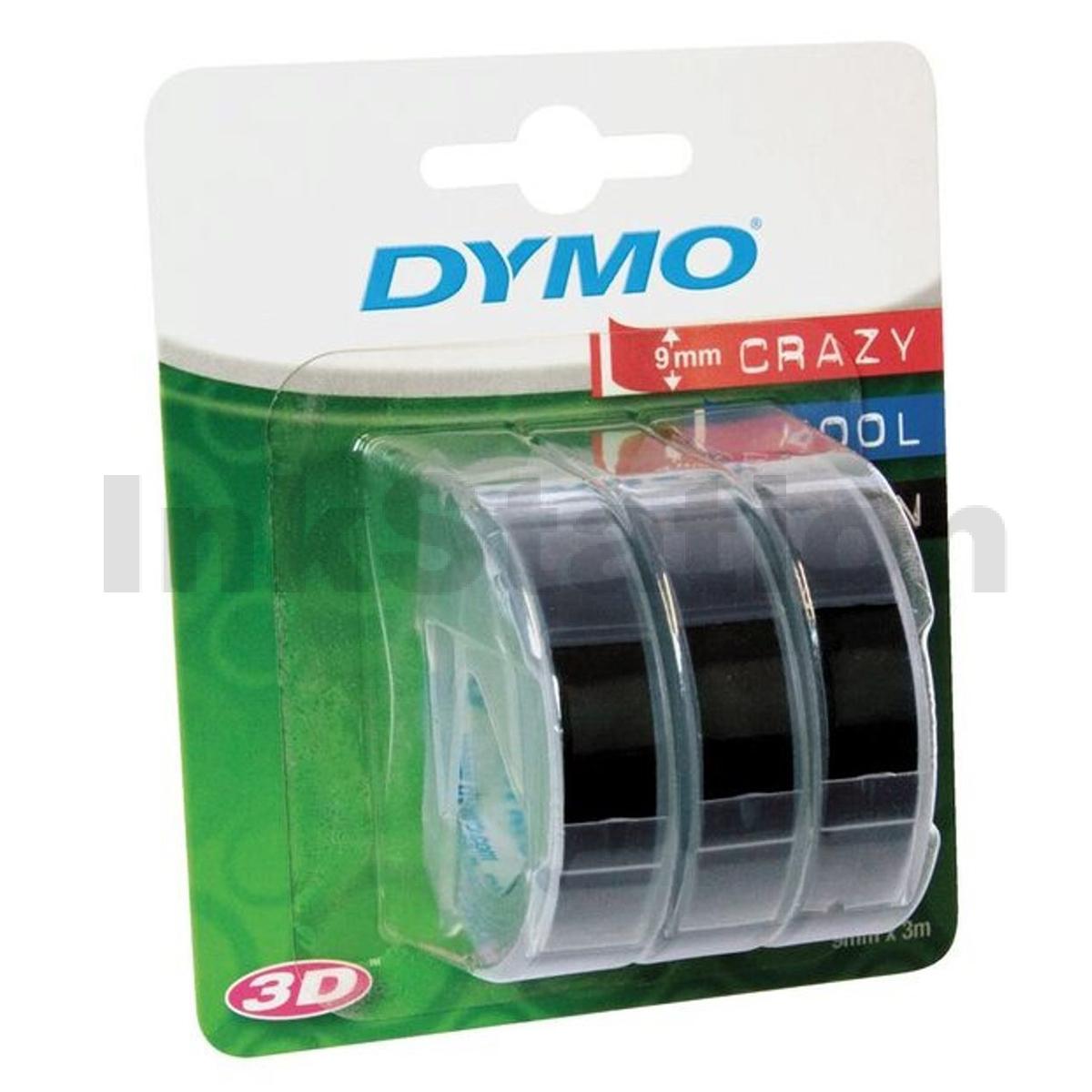 Dymo 1741670 Genuine Black Embossing Label Cassette 9mm x 3m [Tri-Pack ...