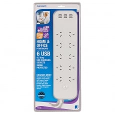 Jackson 1RU 6 Outlet 19 inch Rack Mounted Surge Protected Powerboard ...