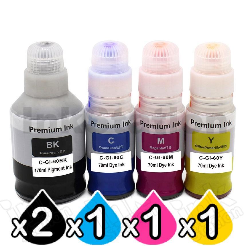 Canon 5-Pack Compatible GI60 Ink Bottle [2BK,1C,1M,1Y] - Ink Cartridges ...