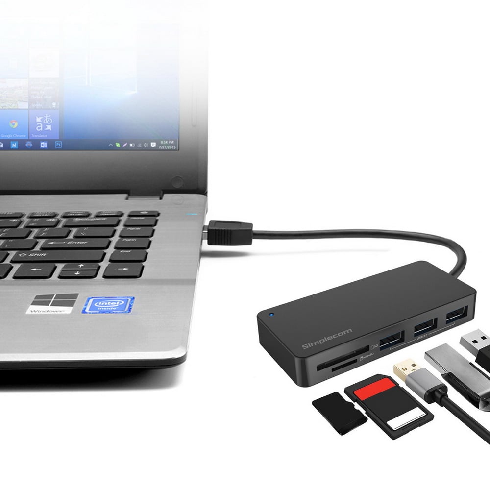 3 Port USB 3.0 Hub with Dual Slot SD MicroSD Card Reader CH368 - Ink ...
