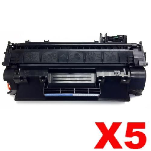 HP 5 x CF280A (80A) Compatible Black Toner Cartridge - 2,700 Pages ...
