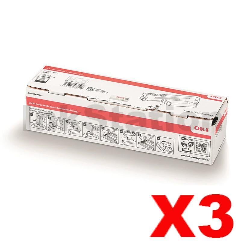 OKI 3 x Genuine C650 C650dn Black Toner Cartridge YA8001-1088G036 ...
