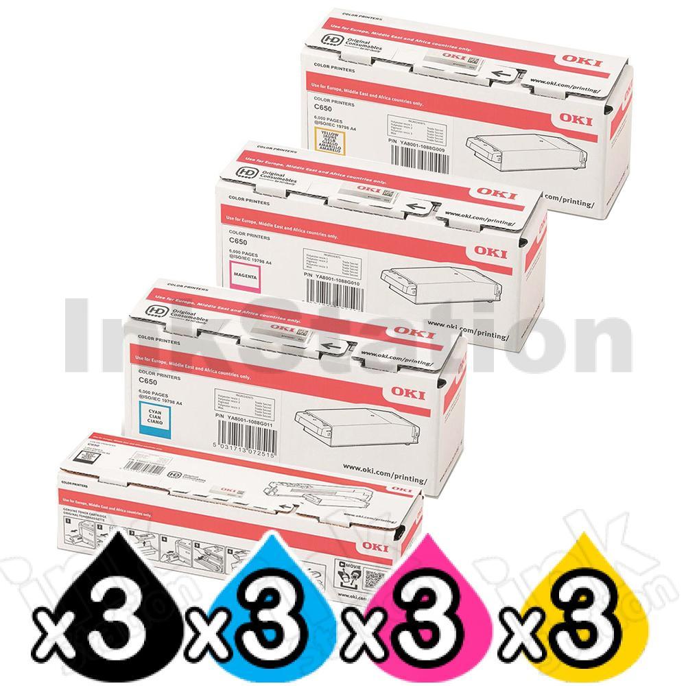 OKI 3 Sets of 4 Pack Genuine C650 C650dn Toner Cartridge Combo YA8001 ...