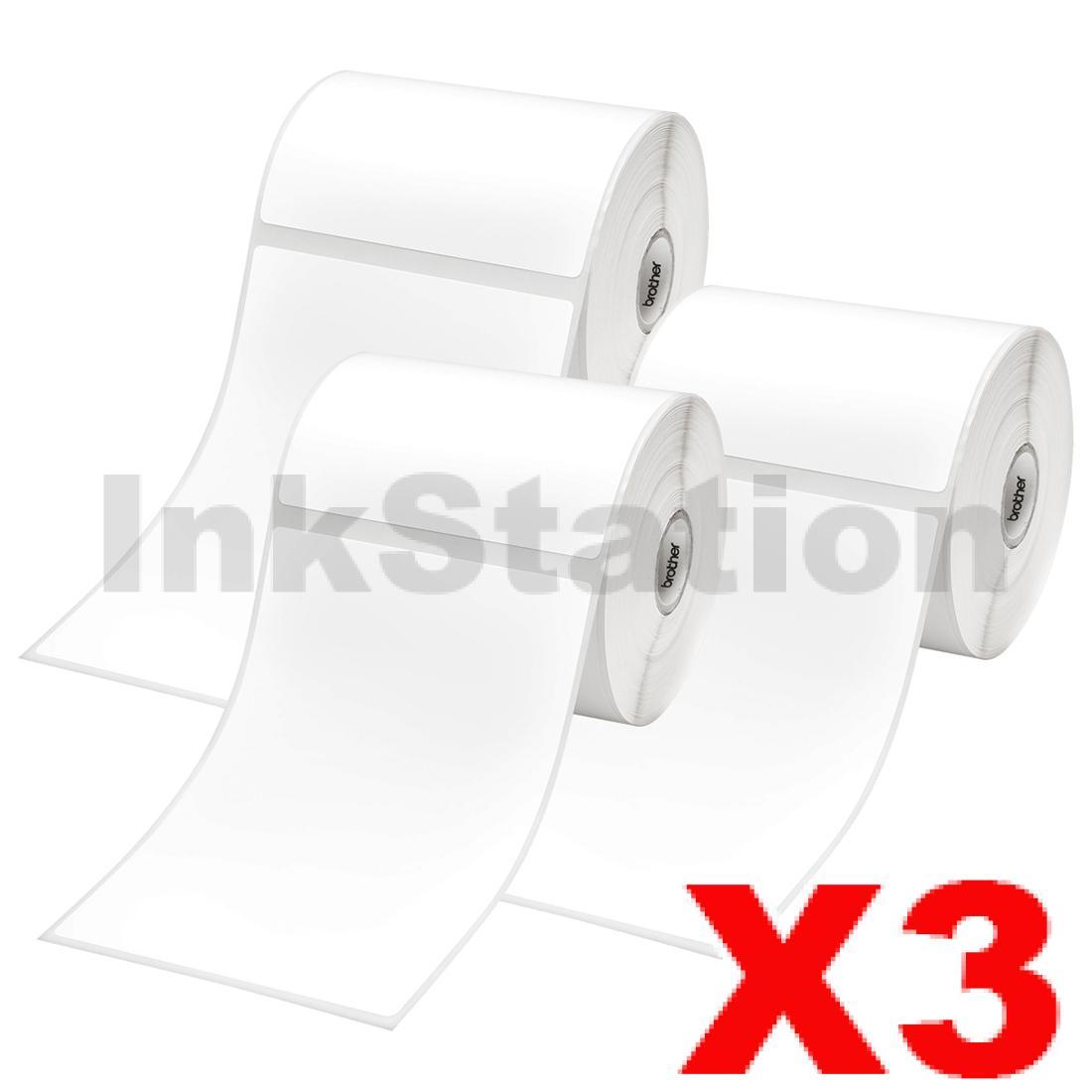 Brother 3 x RD-S02C1 Genuine Black Text on White Die Cut Label Roll 3PK ...