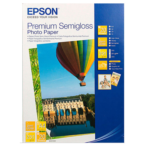 Photo Papers Epson S041332 Genuine Premium Semigloss Photo Paper 250gsm ...