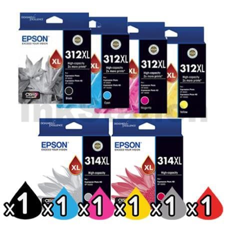 Epson 6 Pack 312XL 314XL Genuine High Yield Inkjet Cartridge Combo [1BK ...