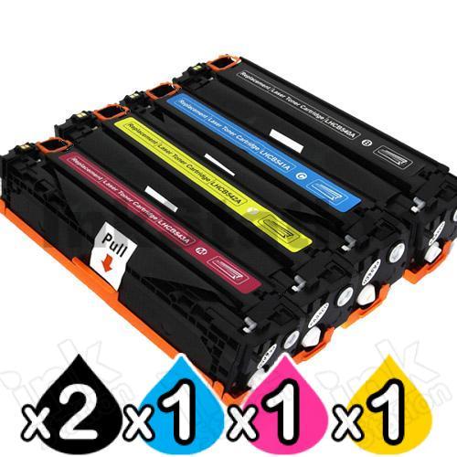 HP 5 Pack CB540A-CB543A (125A) Compatible Toner Cartridges [2BK,1C,1M ...