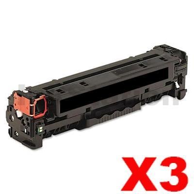 HP 3 x CC530A (304A) Compatible Black Toner Cartridge - 3,500 Pages ...